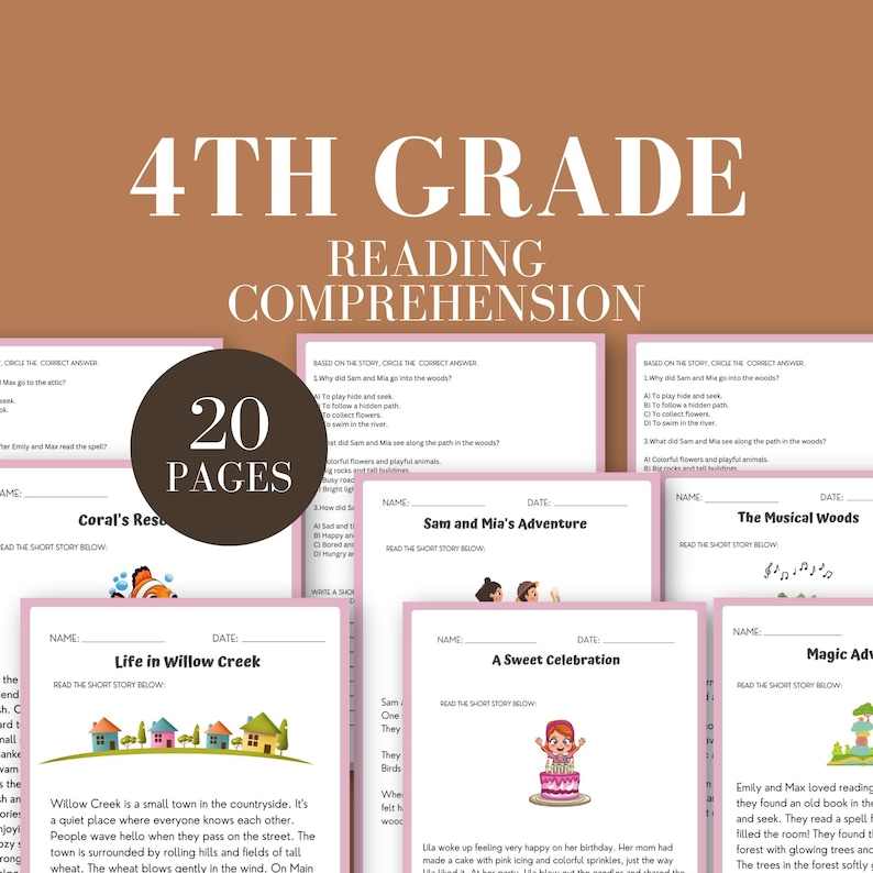 Literacy Worksheet 4th Grade Elementary Reading Passage Sheet 4th Grade ...