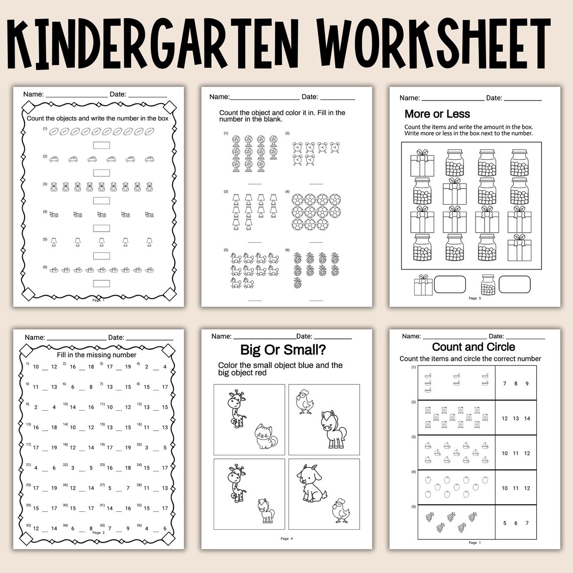 Math Worksheet Mega Bundle Homeschool Printable Kindergarten Math ...
