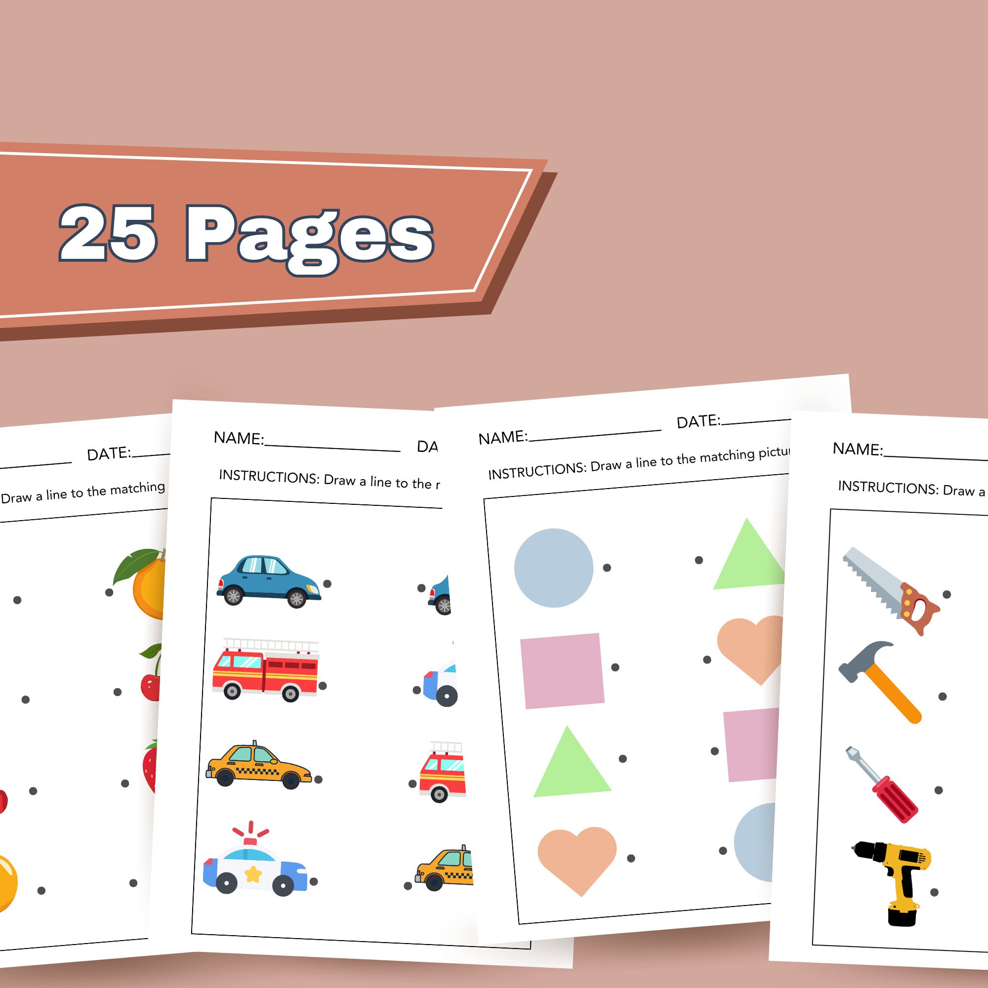 Matching Work Sheet Preschool Printable Picture Matching Activity Sheet ...