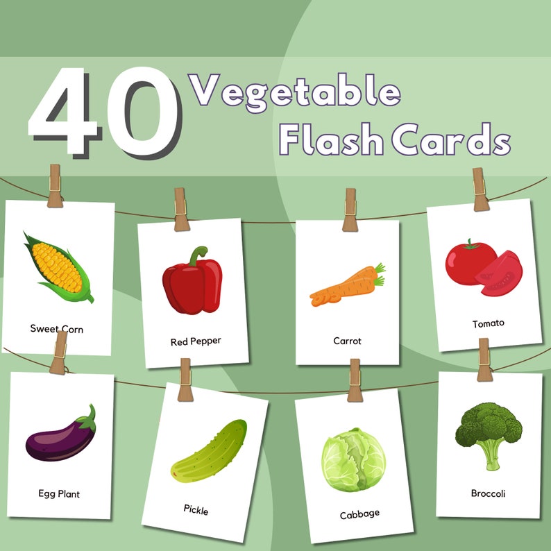 Vegetable Flashcard Montessori Learning Printable Vegetable Card ...