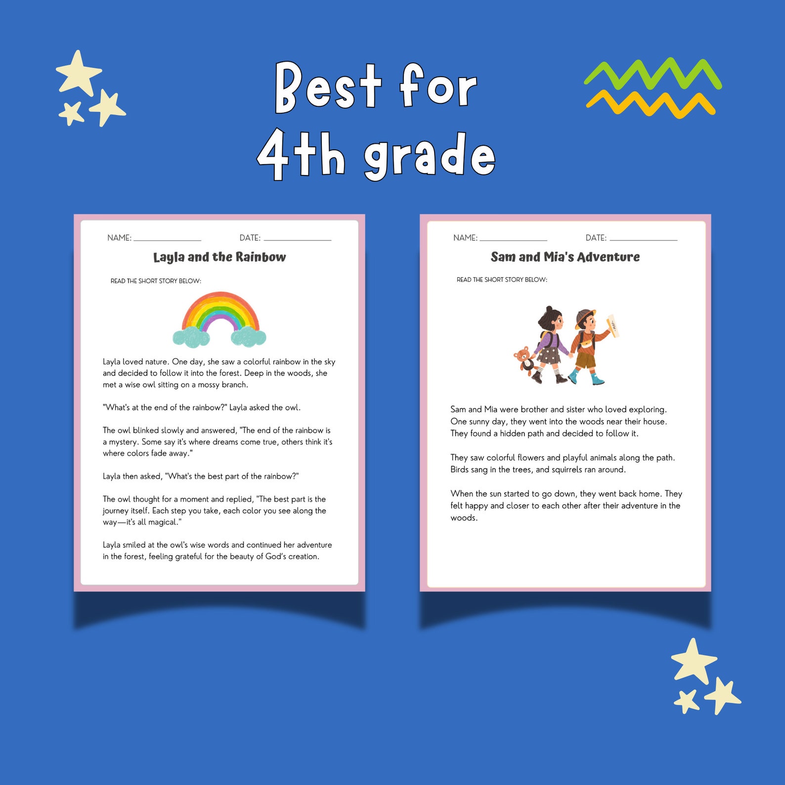 Fourth Grade Reading Printable Grade 4 Literacy Comprehension Worksheet ...