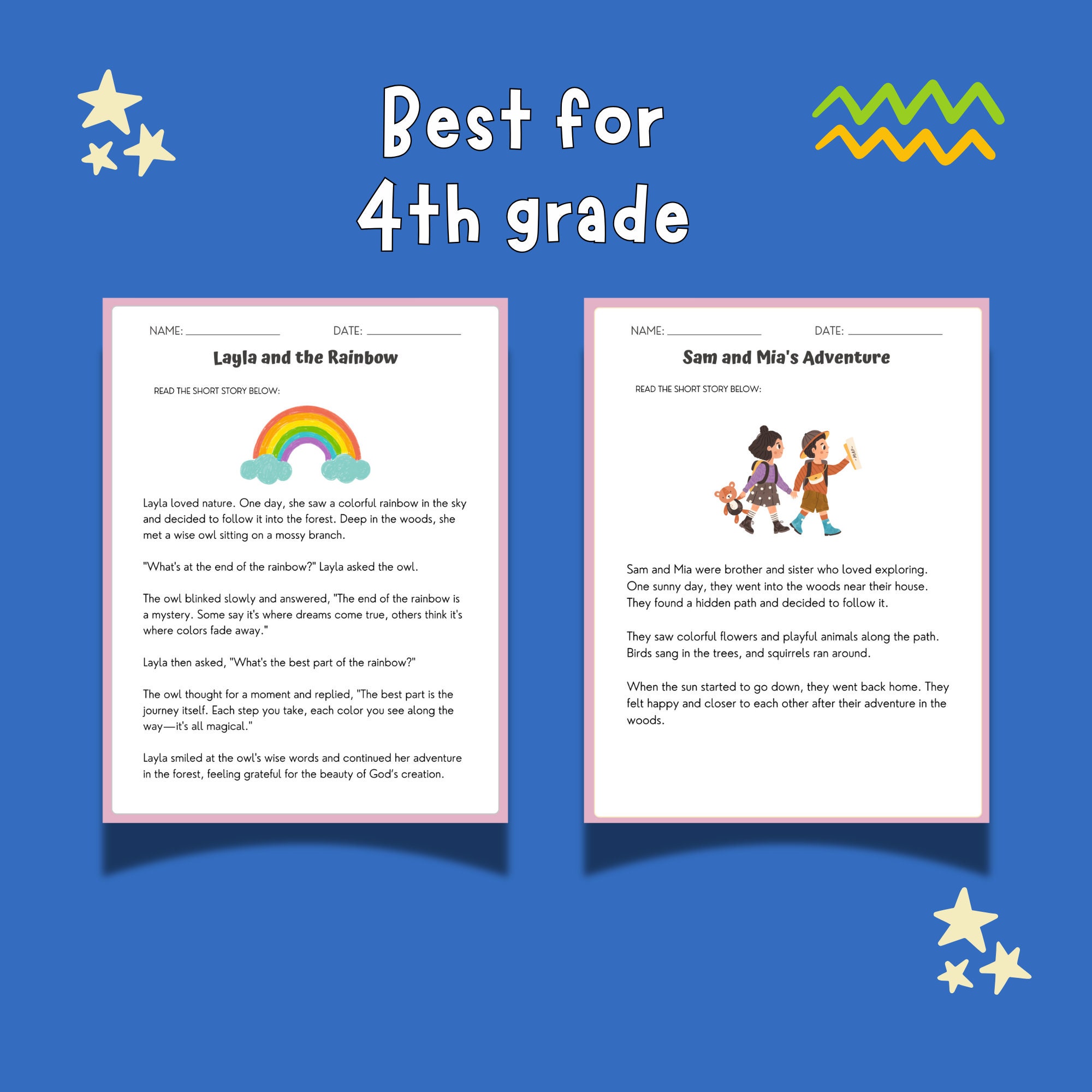 Fourth Grade Reading Printable Grade 4 Literacy Comprehension Worksheet ...
