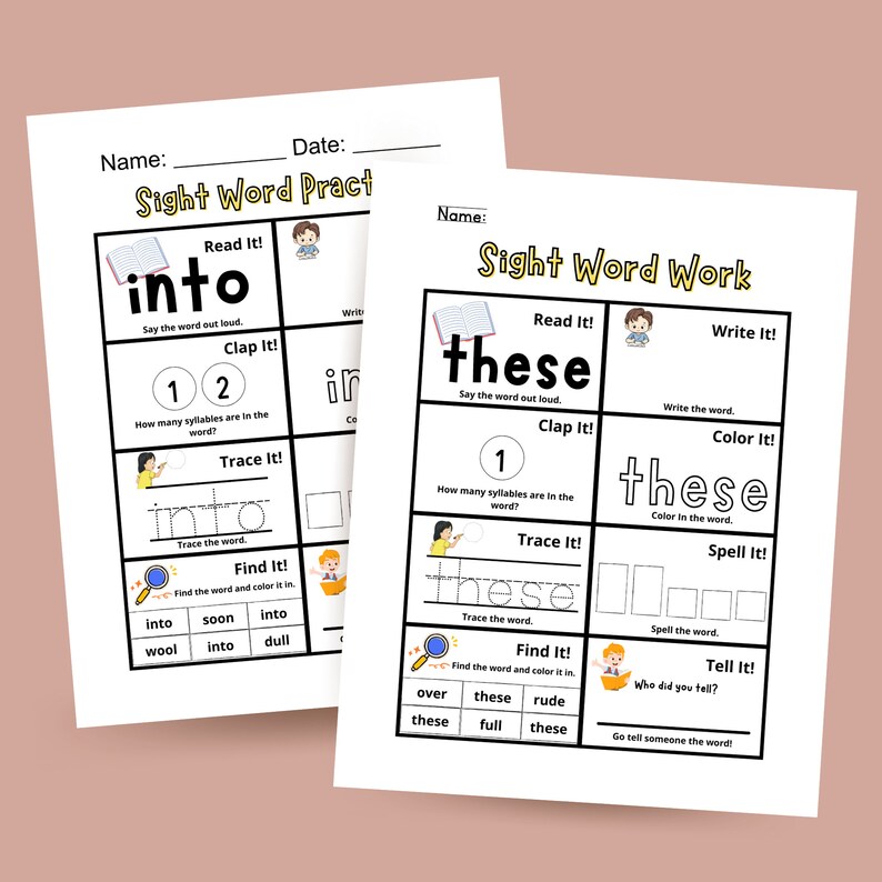 Printable Fry 1st Hundred Sight Word Worksheet Reading Kindergarten ...