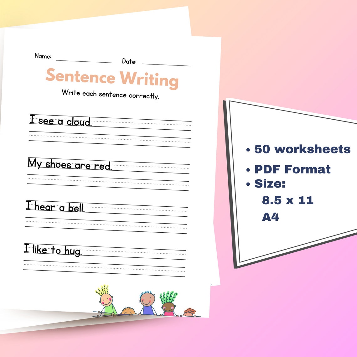 Writing Practice Kinder Printable First Grade Sentence Writing ...