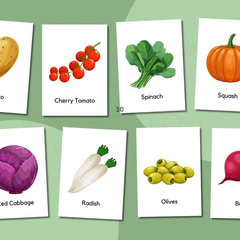 Vegetable Flashcard Montessori Learning Printable Vegetable Card ...