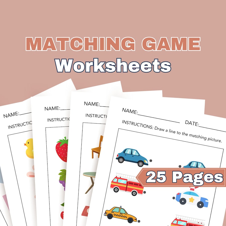 Matching Work Sheet Preschool Printable Picture Matching Activity Sheet ...