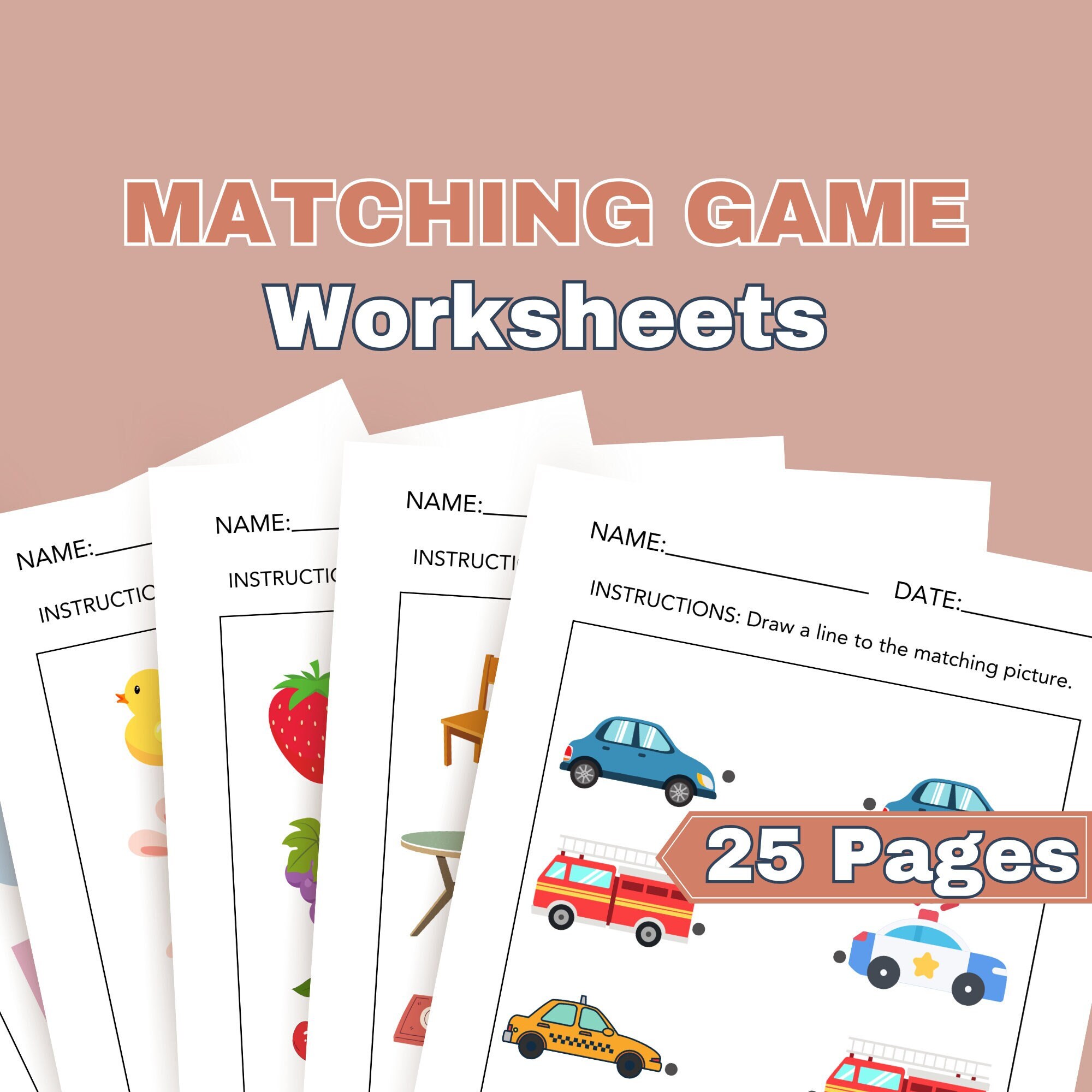 Matching Work Sheet Preschool Printable Picture Matching Activity Sheet ...
