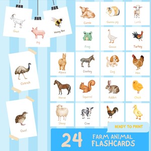 Preschool Card Farm Animal Instant Download Flashcard Printable ...