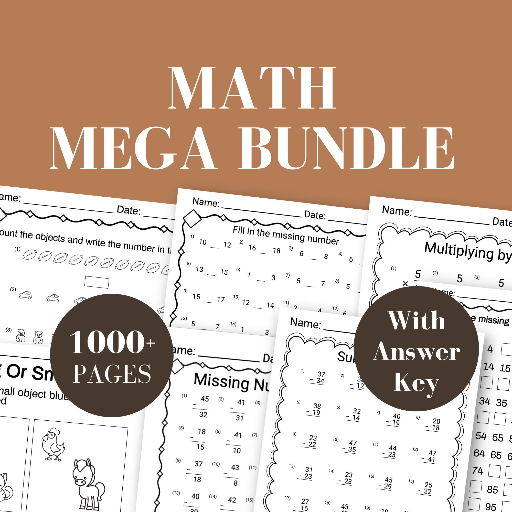Printable Math Worksheet Bundle Math Activity Book Kid Multiplication ...