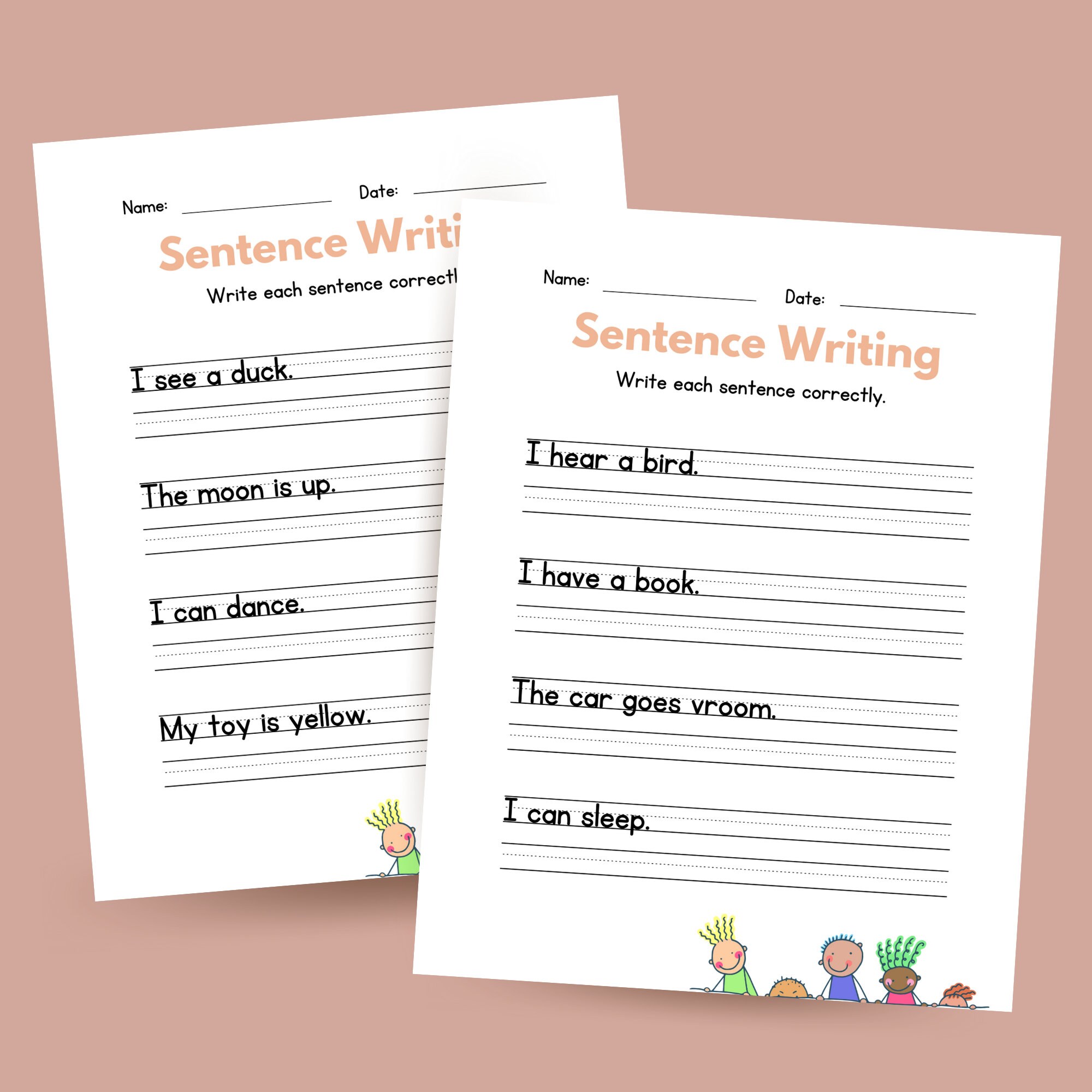Sentences 1st Grade Practice Worksheet Writing Printable Sentence ...