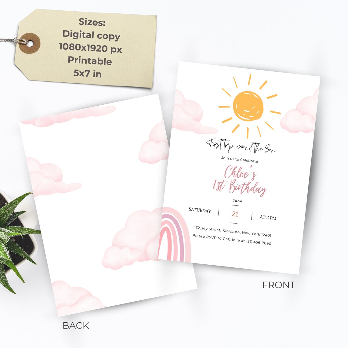 One in the Sun Birthday Invitation Printable First Birthday Invitation ...