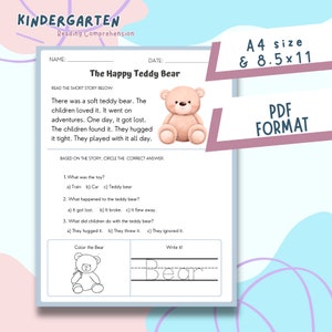 Kindergarten at Home Reading Worksheet Prek Early Reading Passage ...