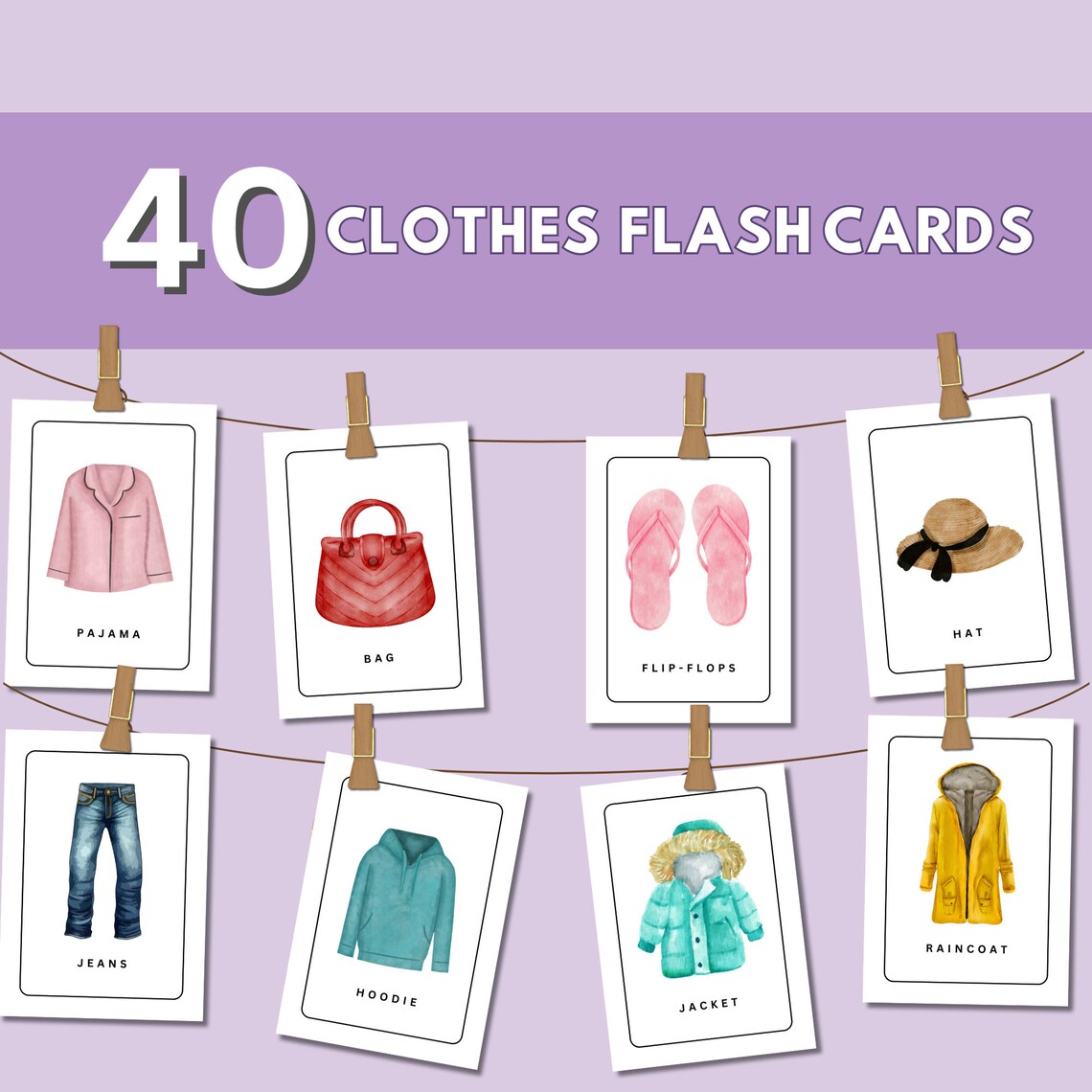 Clothing Flashcard Printable Kid Educational Card Worksheet ...