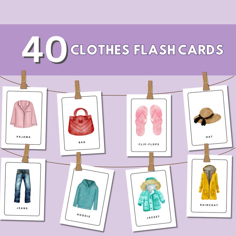 Clothing Flashcard Printable Kid Educational Card Worksheet ...