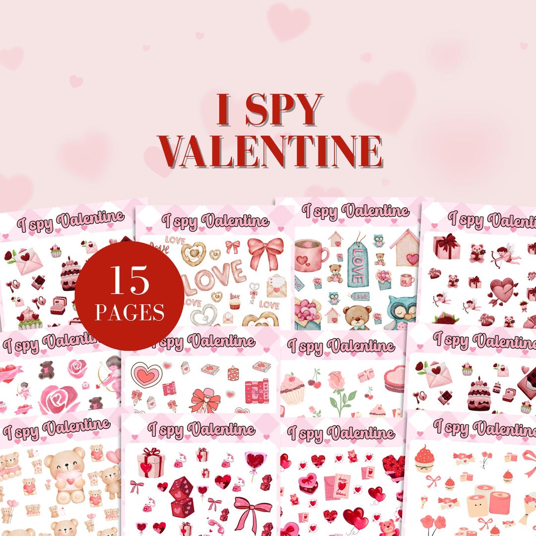 Valentine I Spy Game Printable Search and Find Activity Kids Valentine ...