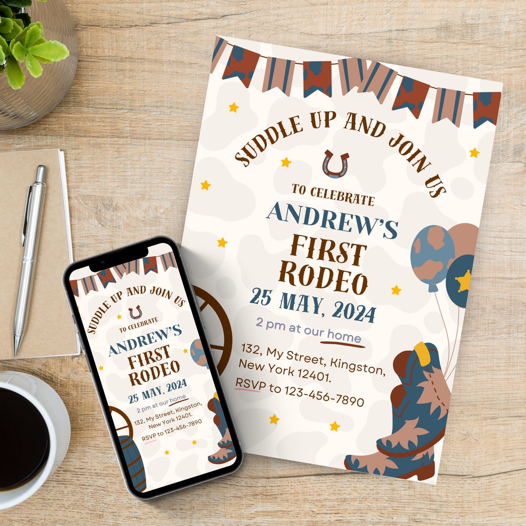 Saddle up Cowboy Birthday Invitation 1st Birthday Party Boy Invite ...