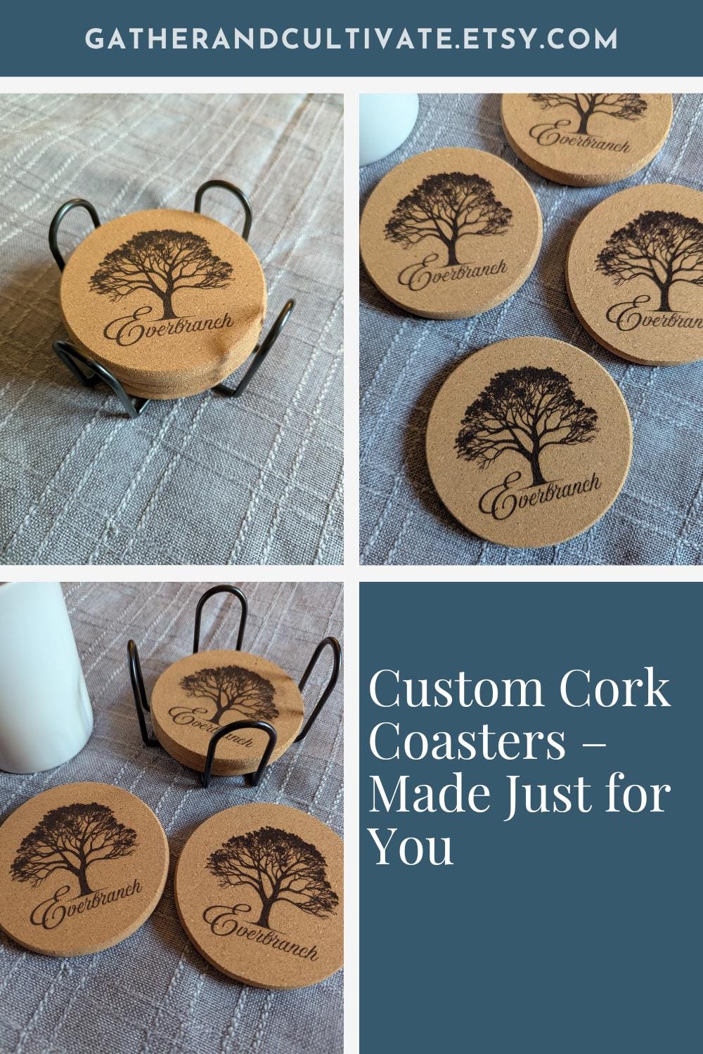 Engraved Cork Coaster Set Custom Logo Drink Coaster Personalized ...