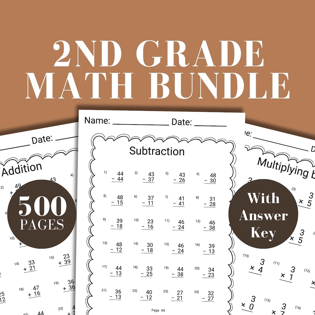 2nd Grade Math Worksheet Bundle Addition Subtraction Worksheet ...