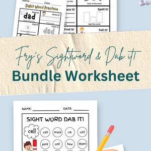 Fry First Hundred Sight Word Kindergarten Worksheet Preschool Sight ...