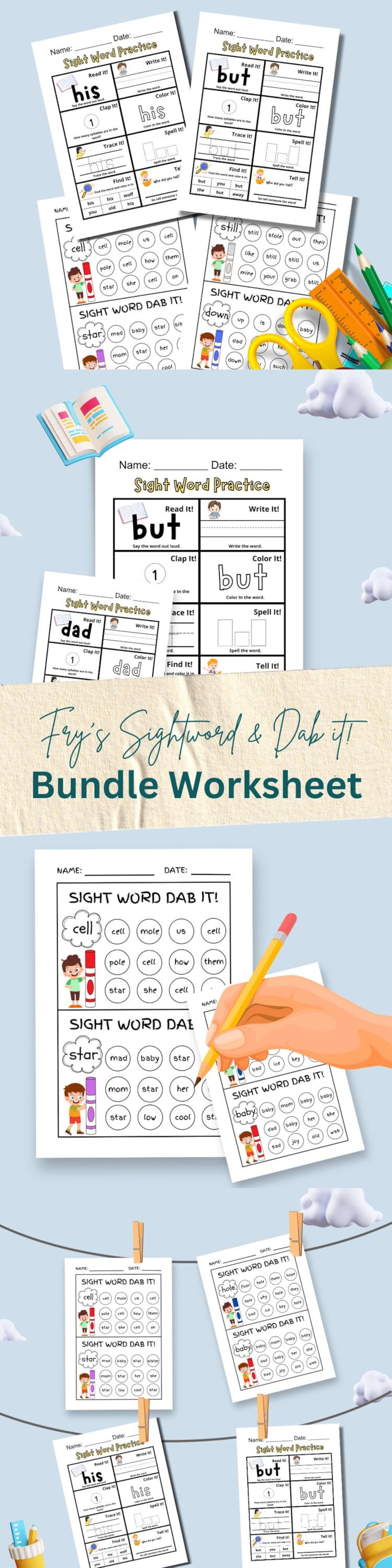 Fry First Hundred Sight Word Kindergarten Worksheet Preschool Sight ...