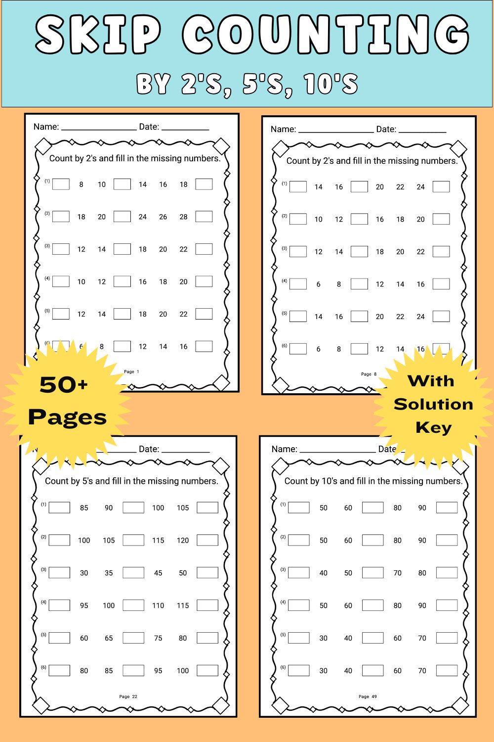 Skip Counting Worksheet Grade 1 Skip Counting 2 Printable Counting by 2 ...