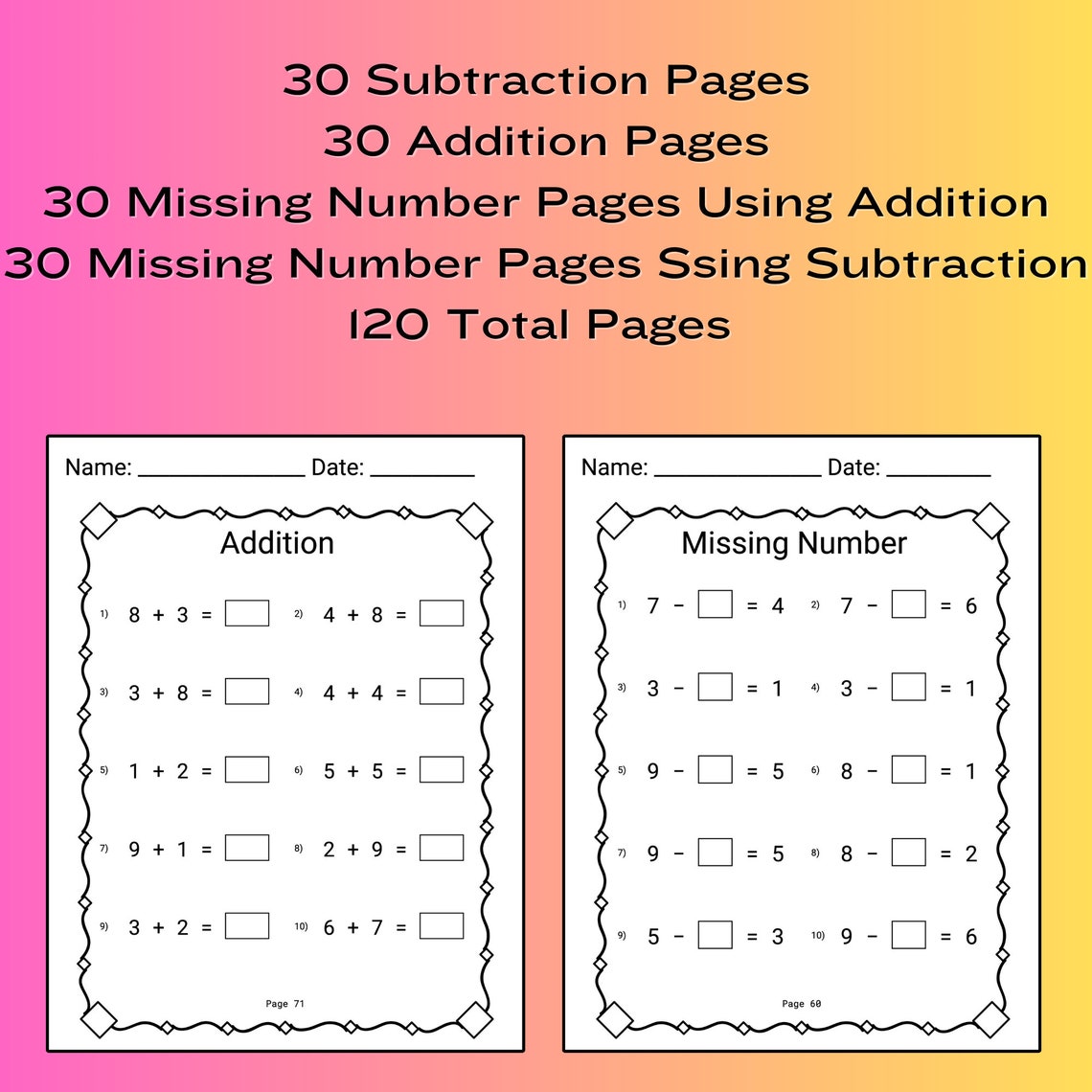 Mathematics First Grade Addition Subtraction Worksheet 1st Grade ...
