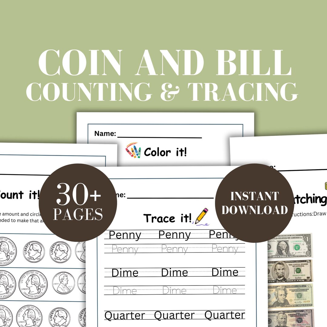Coin Worksheet Printable 1st Grade Money Lesson Instant Download Money ...