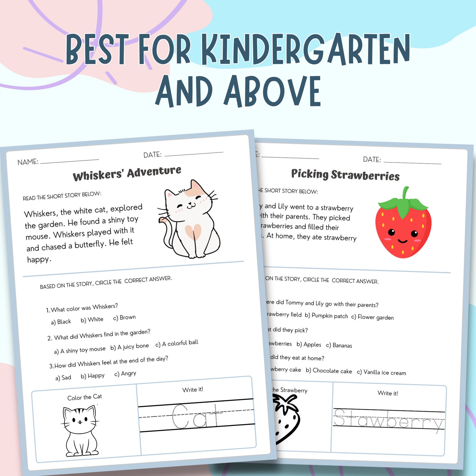 Kindergarten at Home Reading Worksheet Prek Early Reading Passage ...
