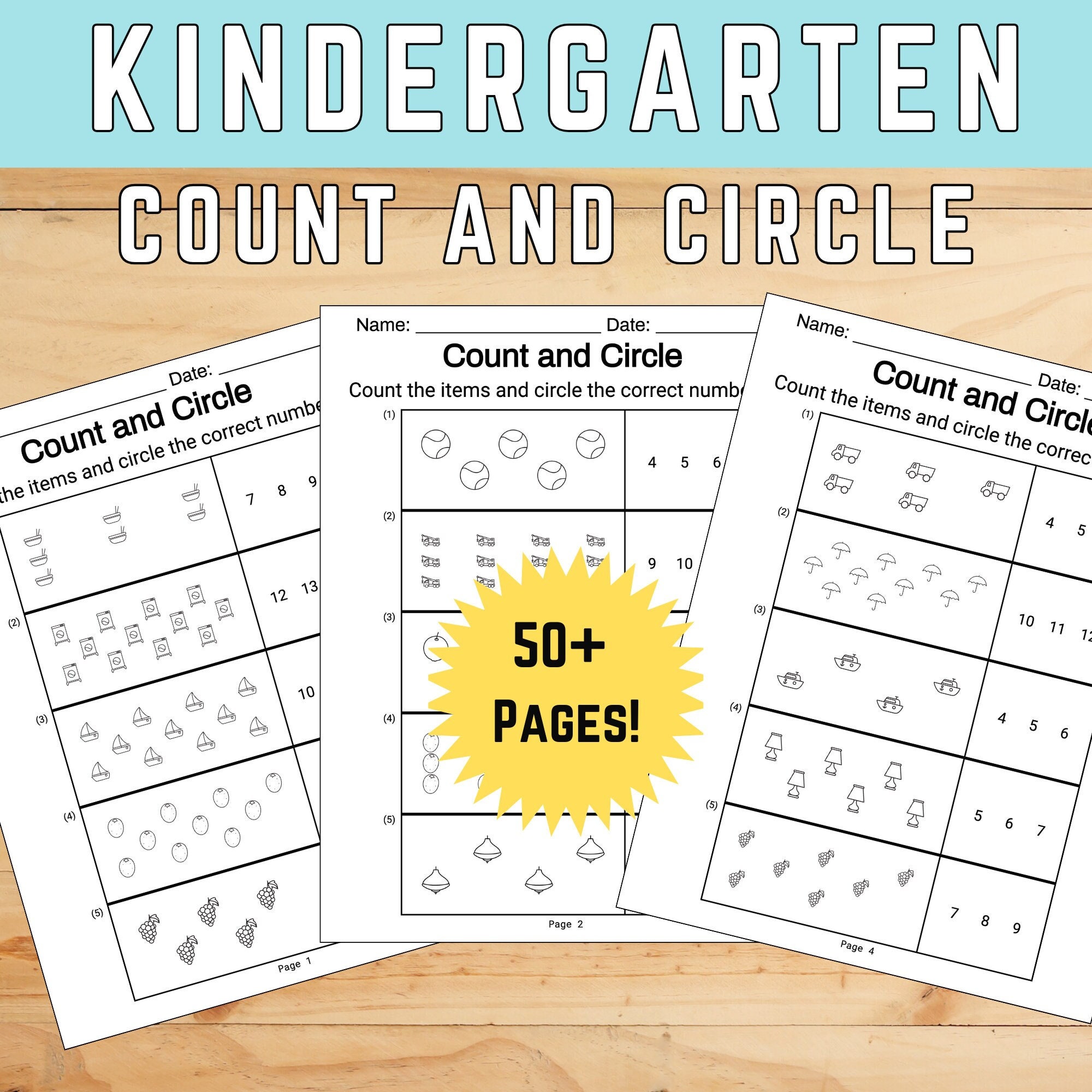 Count and Circle Worksheet Kindergarten Math Homeschool Printable ...
