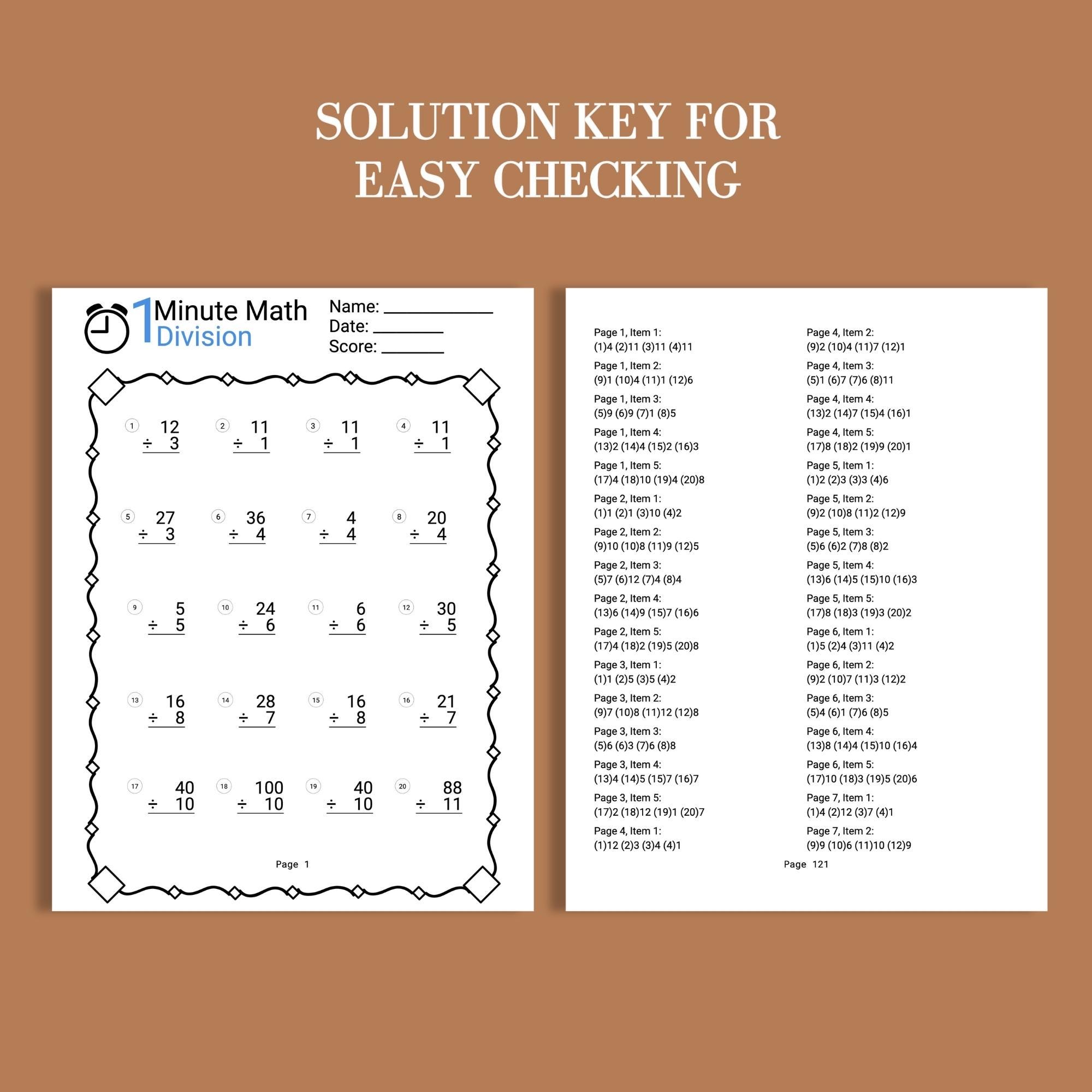 Multiplication Worksheet Printable Division Fact Drills Long Division ...