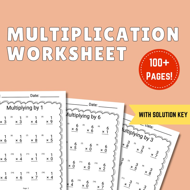 Multiplication Worksheet Practice Multiply Drill Multiplication Math ...