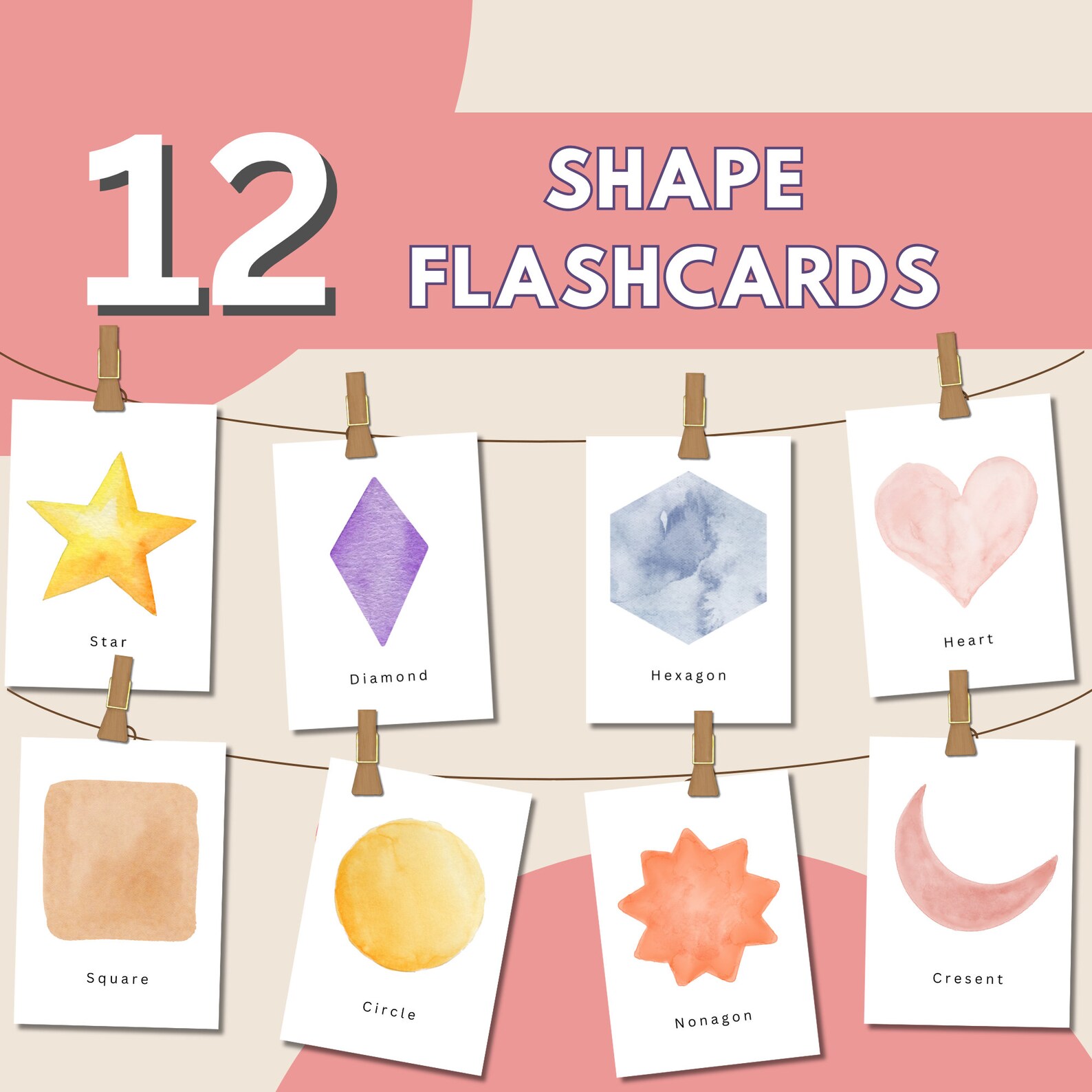 Shape Flashcard Preschool Learning Homeschool Printable Worksheet ...
