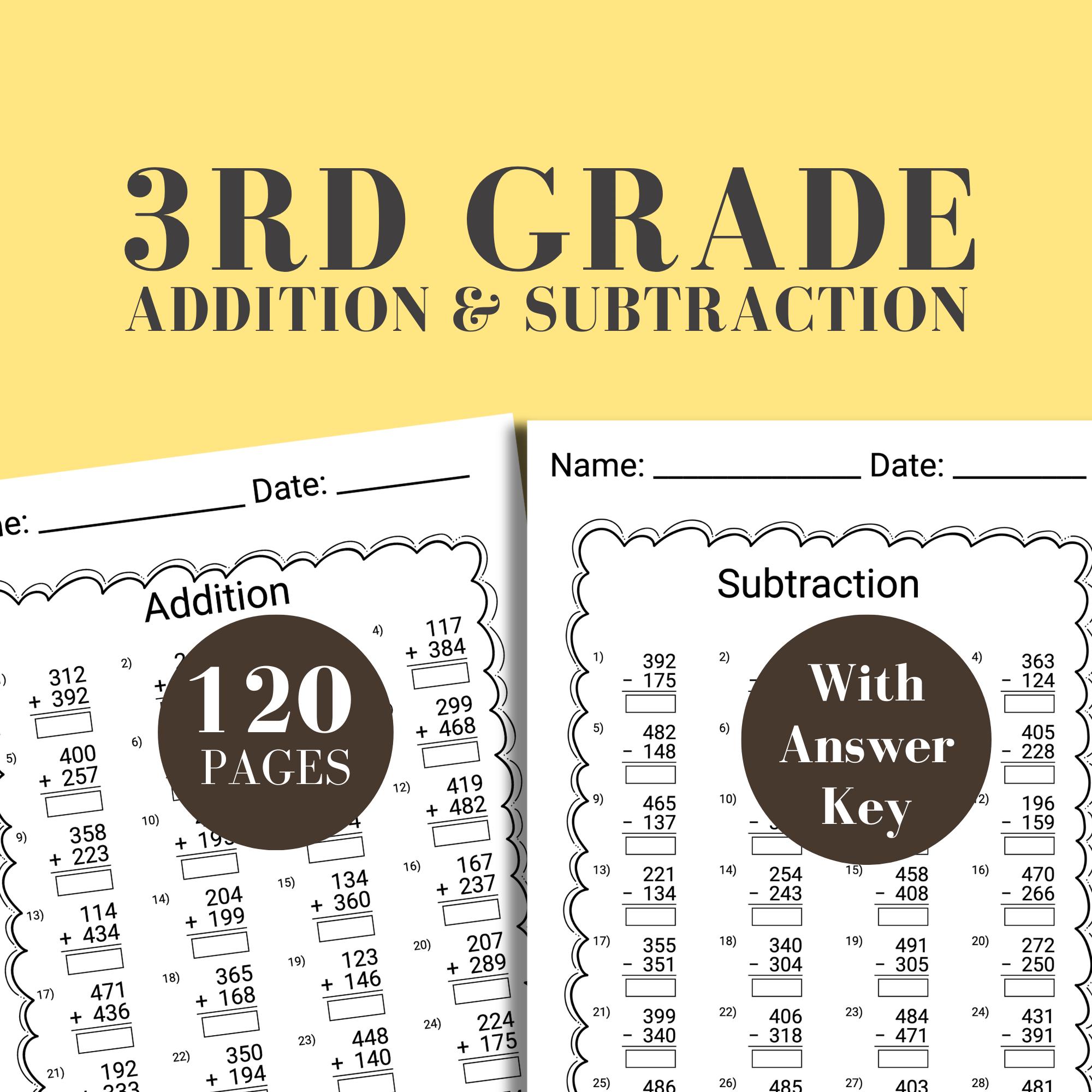 3rd Grade Math Worksheet Addition Subtraction 3rd Grade Homeschool ...
