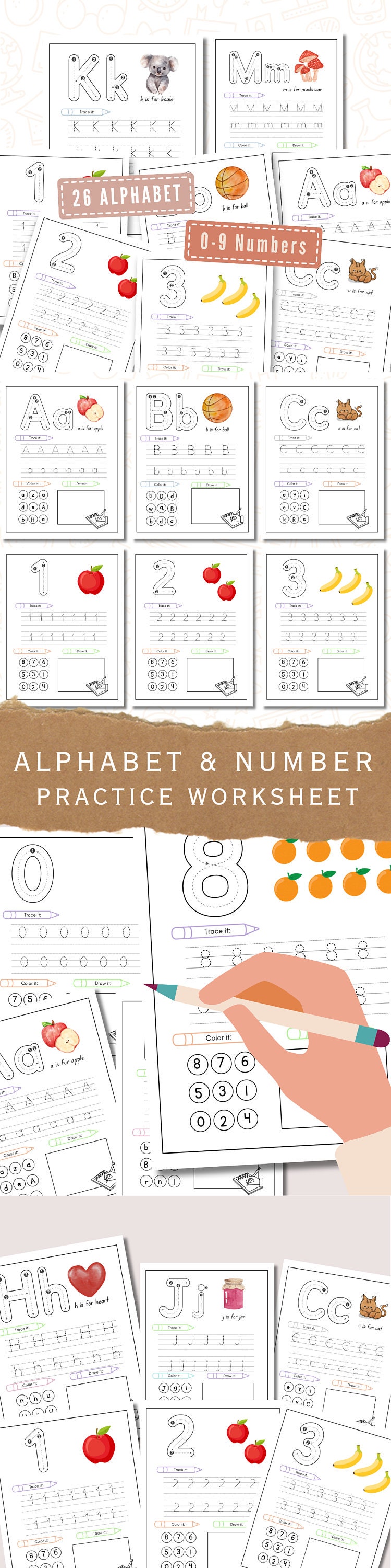 Alphabet Tracing Worksheet Printable Letter Tracing Worksheet Number ...