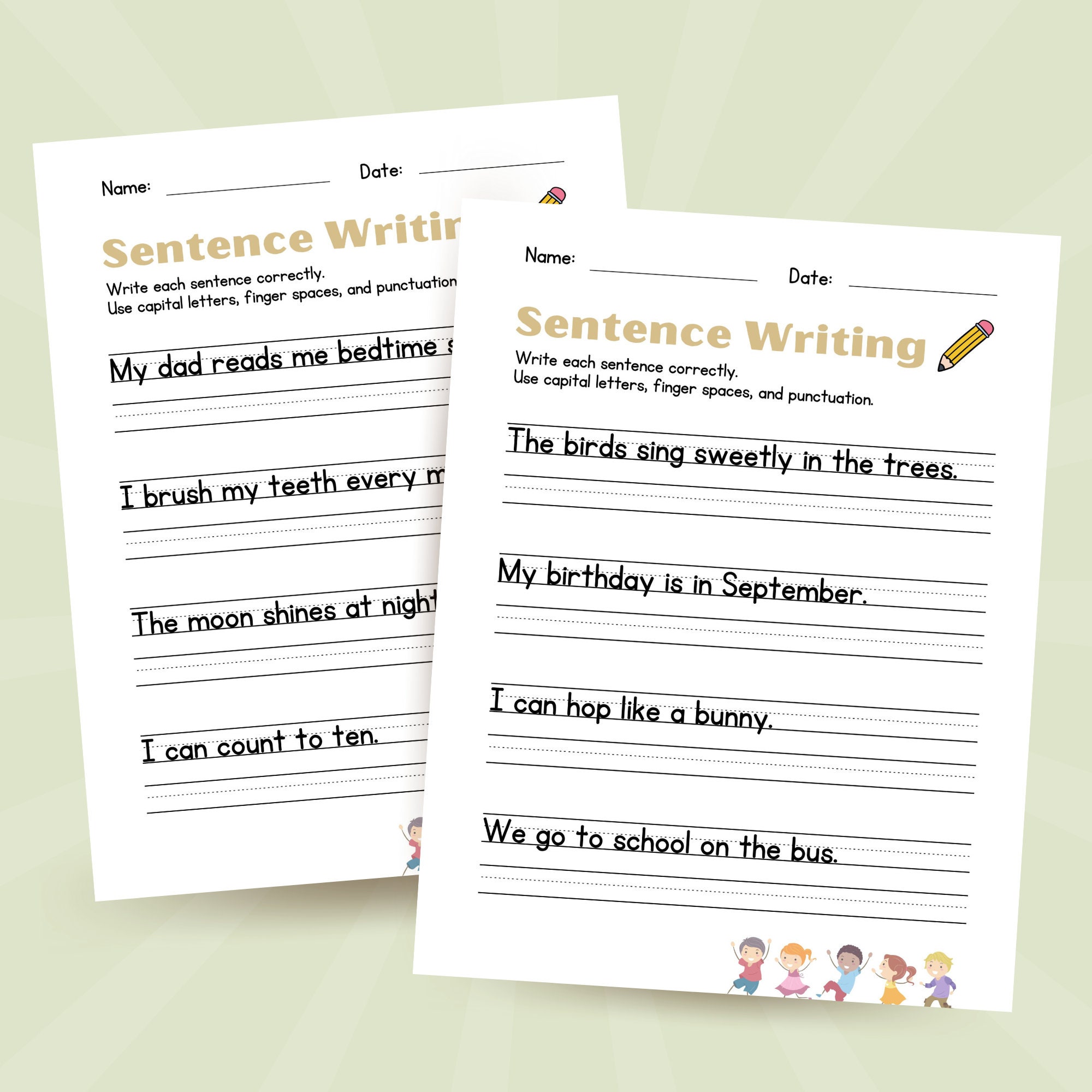 Write Sentence Worksheet Printable Sentence Formation Practice Sentence ...
