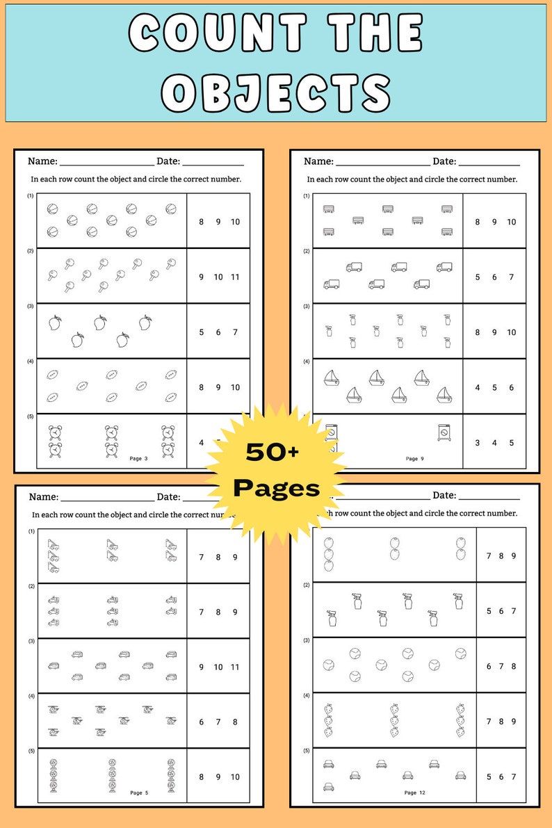Count the Object Worksheet Pre-k Count Object Worksheet Number Counting Math Worksheet ...