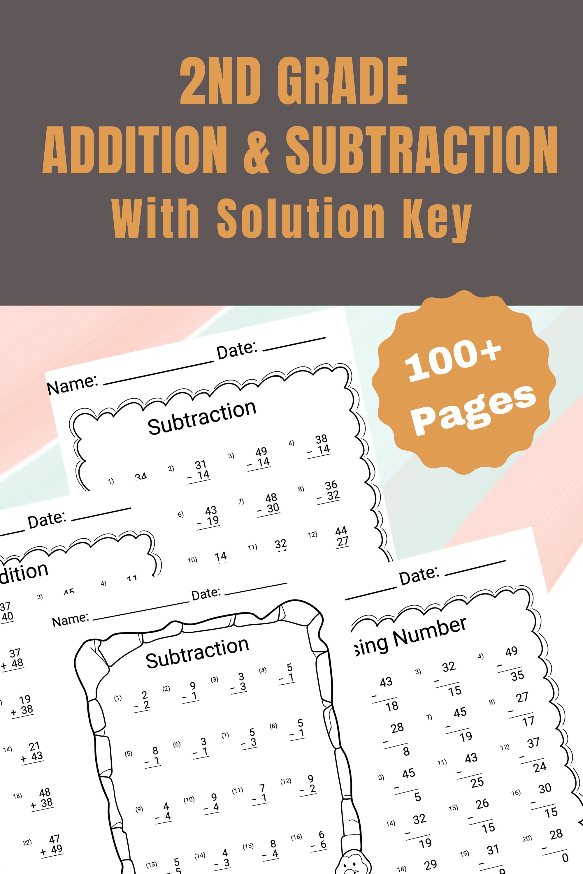 2nd Grade Math Sheet Printable Addition Subtraction Worksheet Math ...