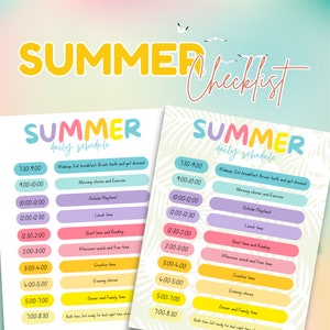 Kid Summer Schedule Template Editable Kid Daily Checklist Summer Daily ...