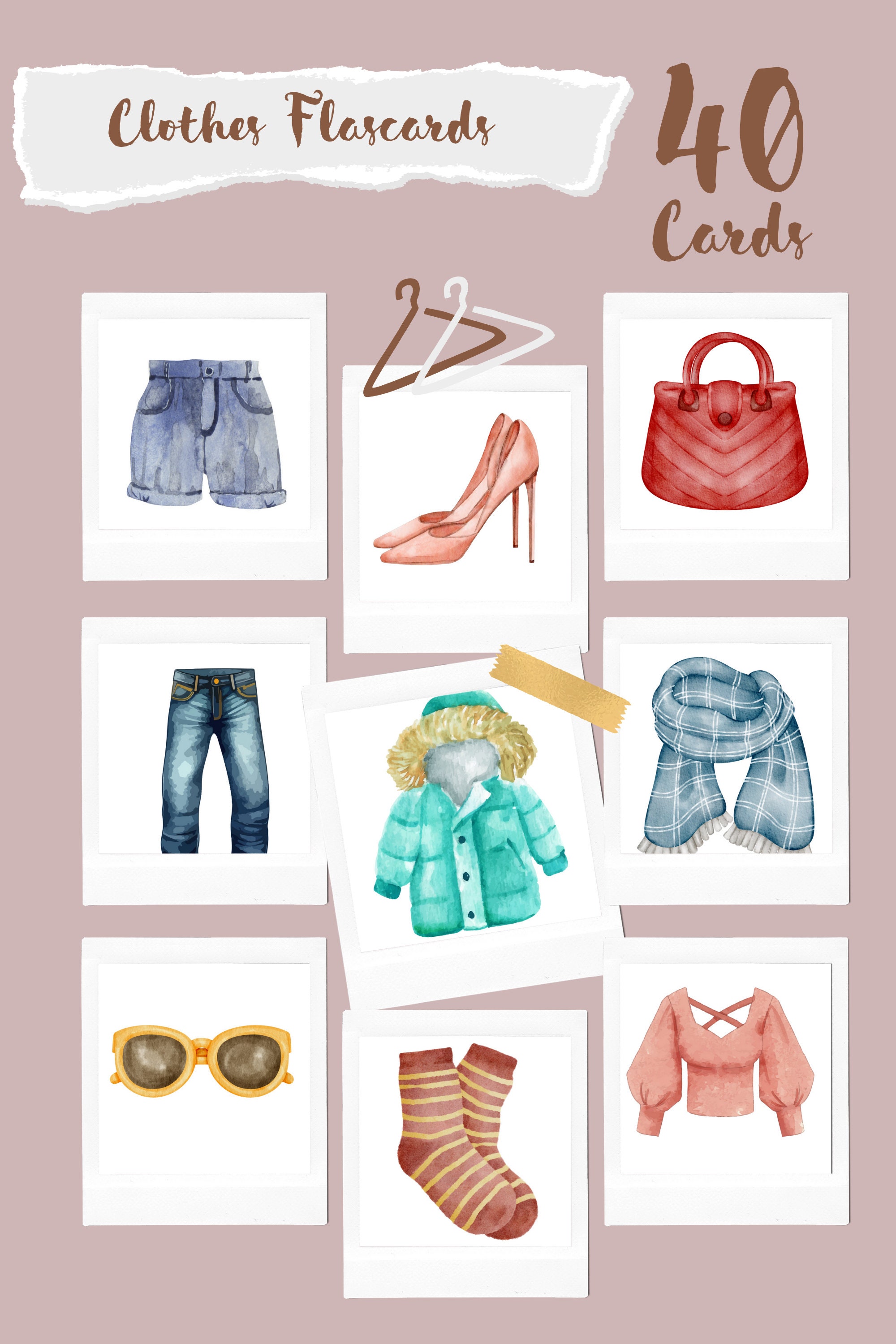 Clothing Flashcard Printable Kid Educational Card Worksheet ...