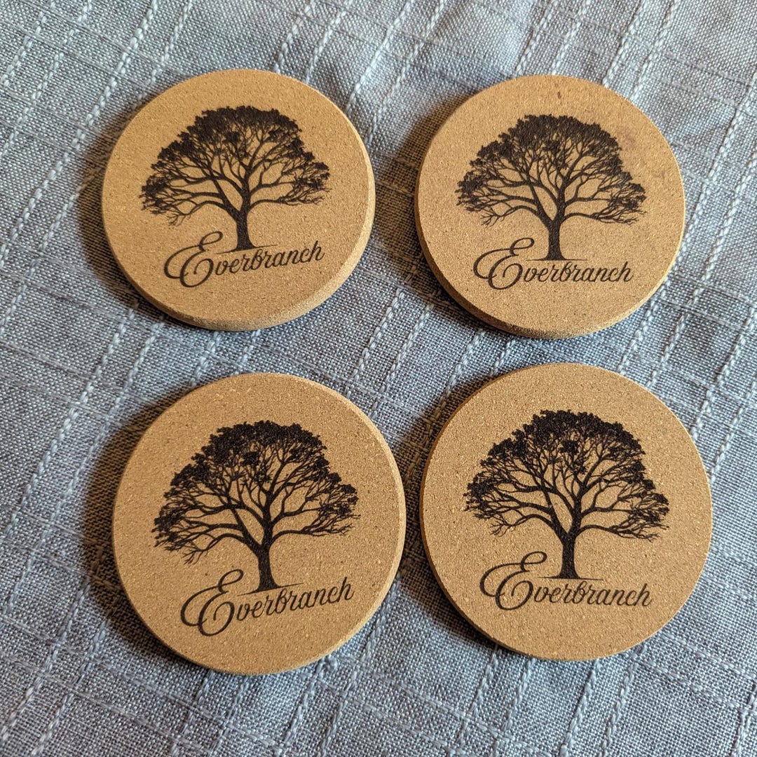 Engraved Cork Coaster Set Custom Logo Drink Coaster Personalized ...