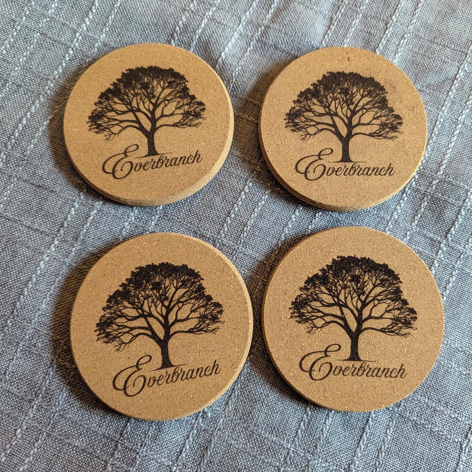 Engraved Cork Coaster Set Custom Logo Drink Coaster Personalized ...
