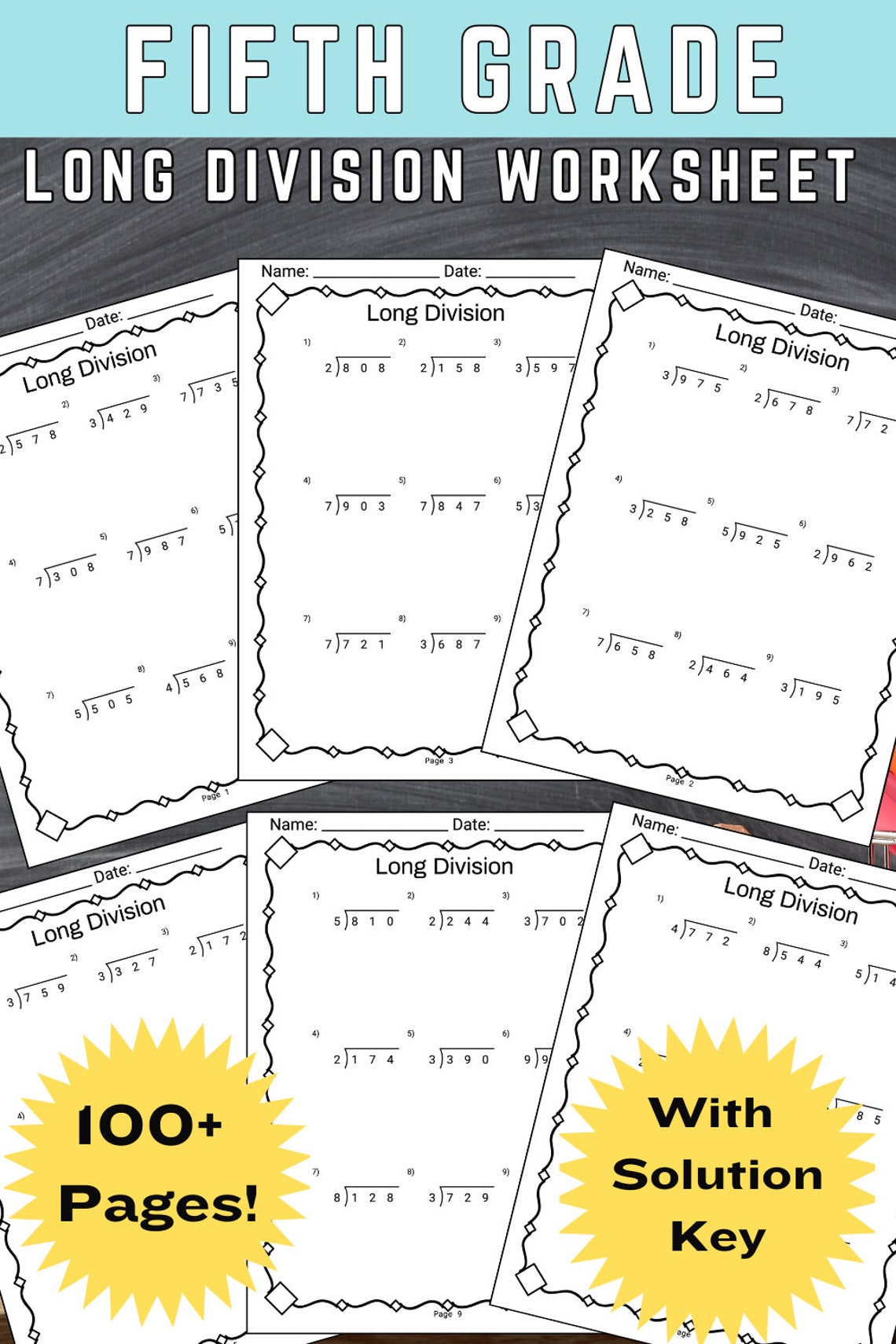 5th Grade Long Division Math Printable Homeschool Long Division Math ...