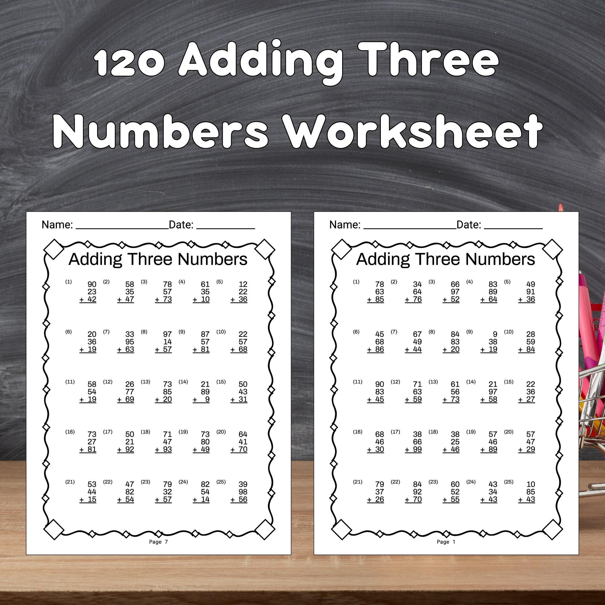 Addition Math Worksheet 2nd Grade Adding Three Number Homeschool ...
