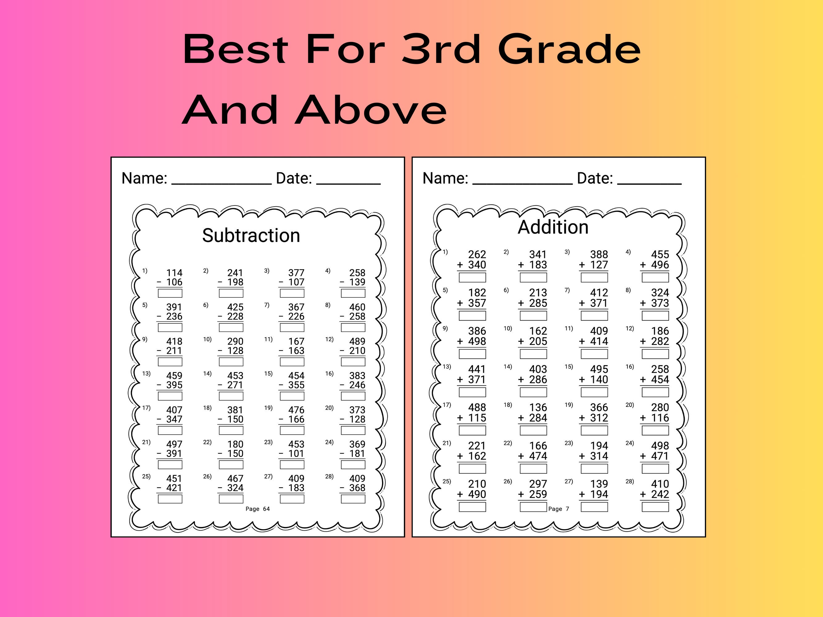 Grade 3 Worksheet Math Addition Printable Worksheet 3rd Grade ...