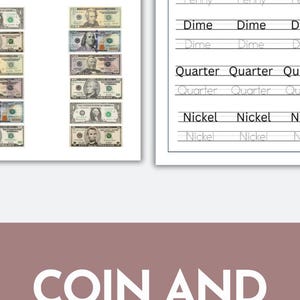 Us Money Counting Worksheet Kid Coin Bill Workbook Identifying Coin ...