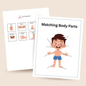 Body Part Matching Printable Game Girl Body Part Anatomy Kid Busy Book ...