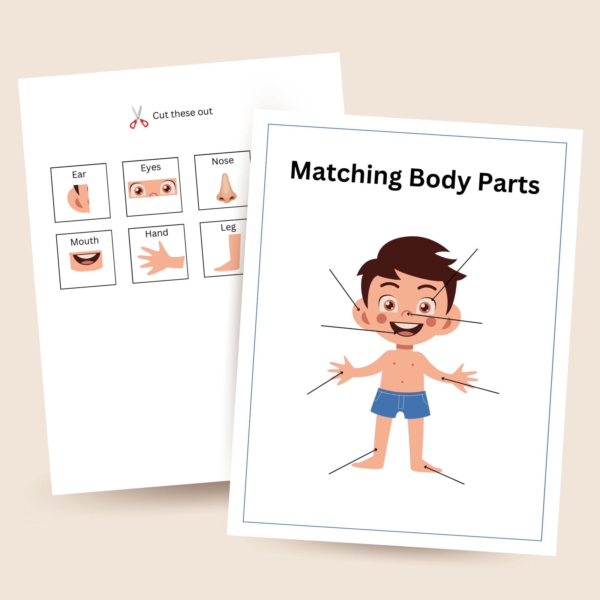 Body Part Matching Printable Game Girl Body Part Anatomy Kid Busy Book ...