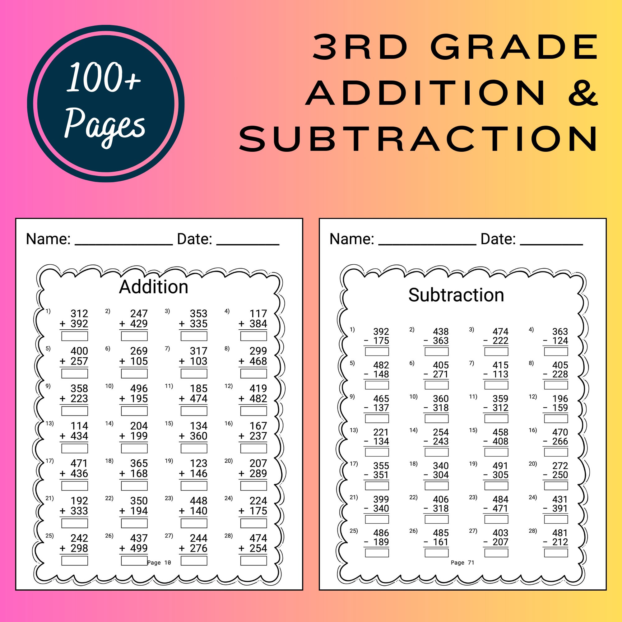 Addition Worksheets For Grade 3
