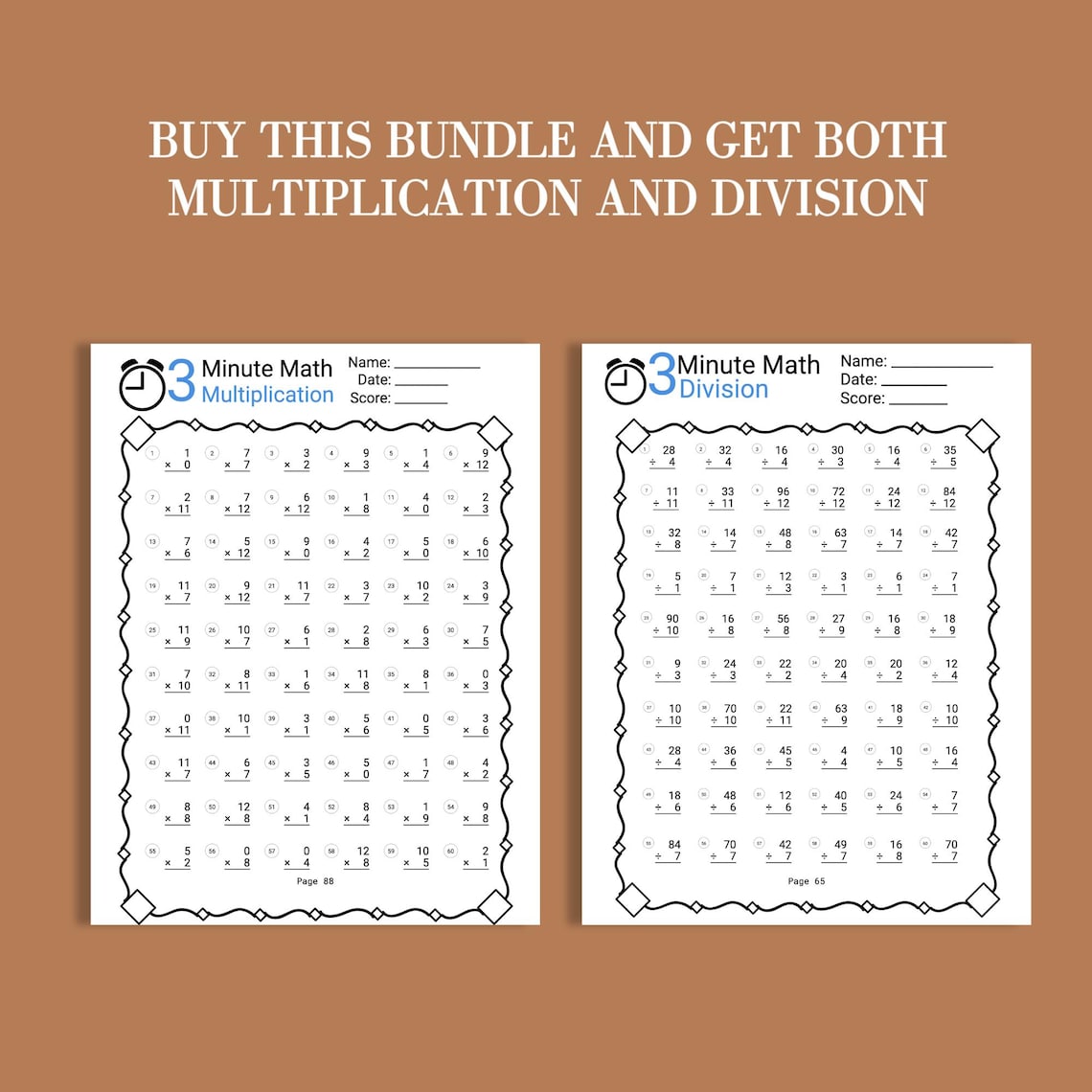 Multiplication Drill Worksheet Printable Kid Math Download Division ...
