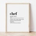 Chef Definition, Chef Gift, Digital Download, Definition Print, Kitchen ...